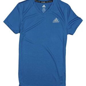 Adidas Youth Big Girls Climalite Short Sleeve Athletic V-Neck Shirt Solar Blue