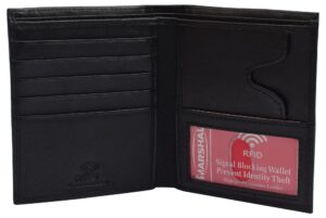 genuine leather large hipster bifold credit card id men's wallet