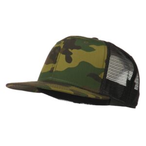 camouflage cotton flat bill trucker mens cap (one size, black camo)