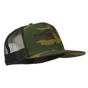 Camouflage Cotton Flat Bill Trucker mens Cap (One Size, Black Camo)