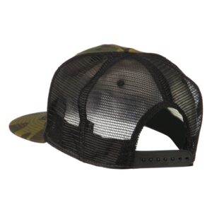 Camouflage Cotton Flat Bill Trucker mens Cap (One Size, Black Camo)