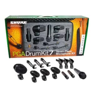 shure pg alta 7-piece drum microphone kit for performing and recording drummers - includes mics, mounts and cables with options for kick drums, snare, rack/floor toms, congas and cymbals (pgadrumkit7)