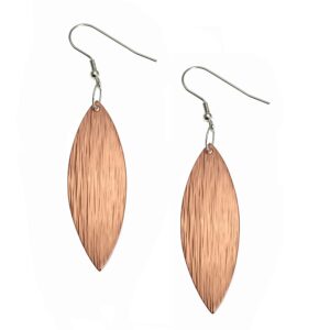 copper bark leaf drop earrings - handmade copper earrings - jewelry gifts for 7th wedding anniversary