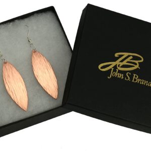 Copper Bark Leaf Drop Earrings - Handmade Copper Earrings - Jewelry Gifts for 7th Wedding Anniversary