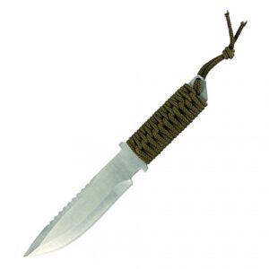 wj 10.5" single piece corded drop point hunting knife w/magnesium fire starter (chrome)