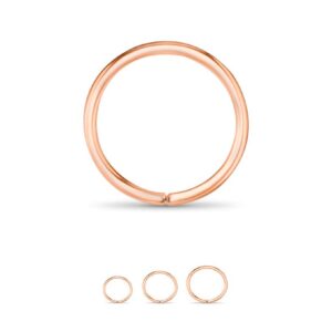 14k Rose Gold Nose Hoops Seamless Nose Rings 3/8" - 9.5mm 20G