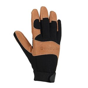 carhartt men's high dexterity reinforced secure cuff glove, black barley, large