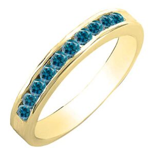 dazzlingrock collection 0.40 carat (ctw) 10k round blue diamond anniversary stackable wedding band, yellow gold, size 7