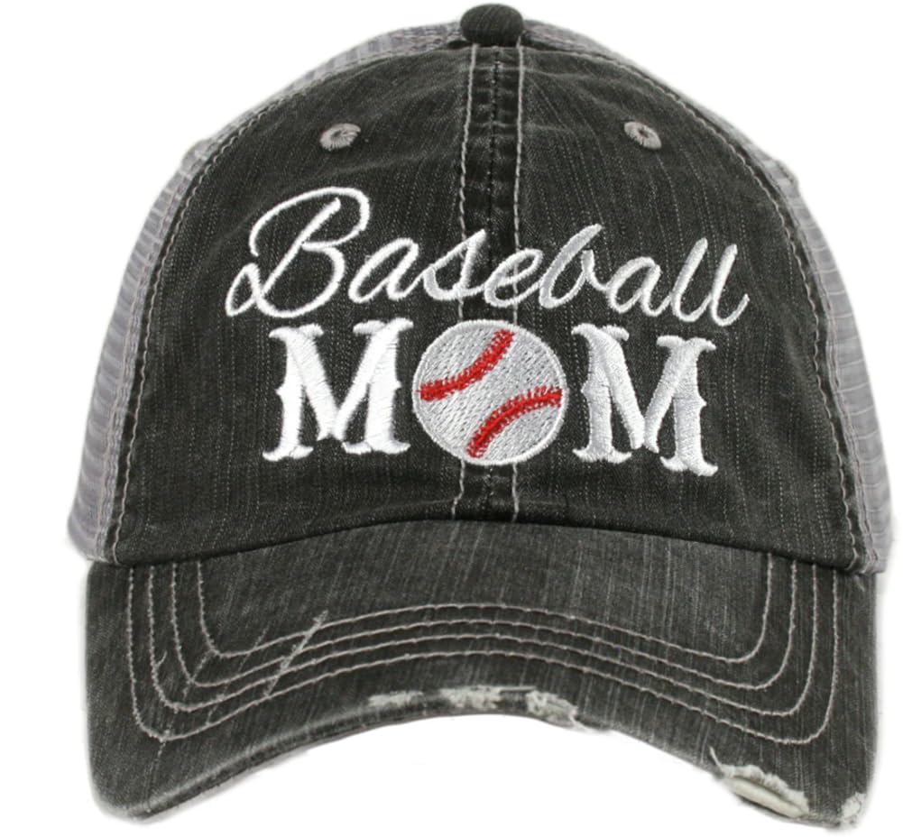 KATYDID Baseball Mom Baseball Cap - Trucker Hat for Women - Stylish Cute Sports Hat Gray