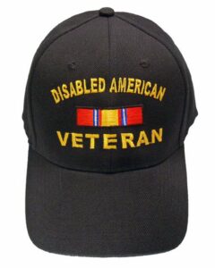 dav cap disabled american veteran baseball cap black hat army navy marine air force man or woman vet