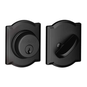 schlage lock company b60cam622 series deadbolt camelot rose single cylinder deadbolt, matte black