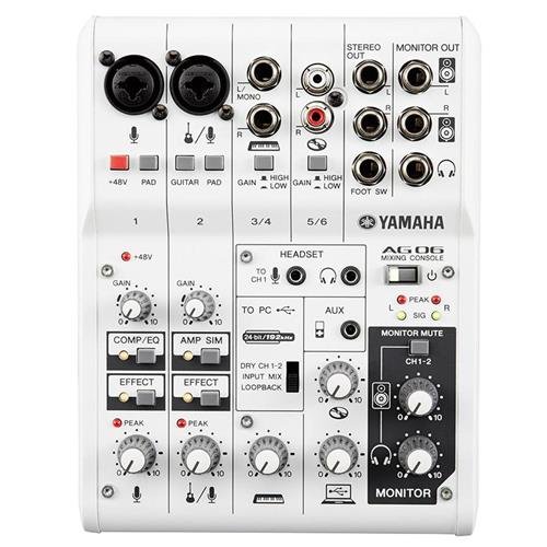 Yamaha AG06 6-Channel Mixer / 2 Microphone , White