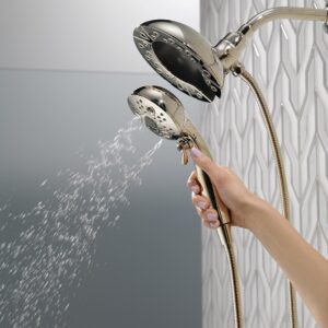 Delta Faucet 5-Spray In2ition Dual Shower Head with Handheld Spray, H2Okinetic Shower Head with Hose, Showerheads, Handheld Shower Heads, Magnetic Docking, Polished Nickel 58480-PN-PK