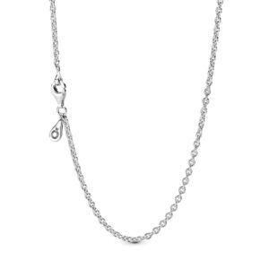 pandora cable chain necklace- classic chain necklace with lobster clasp - great gift for women - sterling silver adjustable necklace - 23.6"