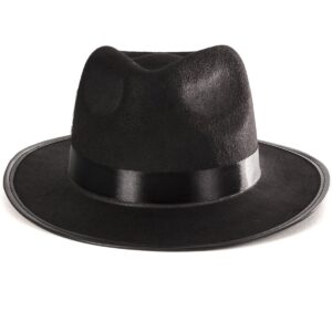 Funny Party Hats Black Fedora Gangster Hat Costume Accessory - Pack of 3