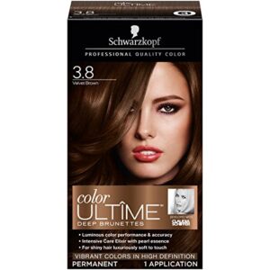 schwarzkopf color ultime deep brunettes hair coloring kit, 3.8 velvet brown (pack of 2)