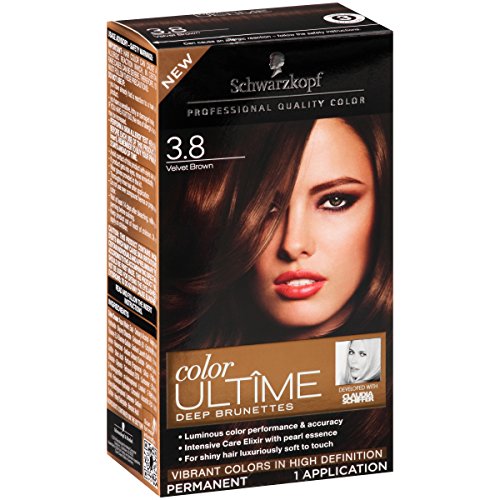 Schwarzkopf Color Ultime Deep Brunettes Hair Coloring Kit, 3.8 Velvet Brown (Pack of 2)