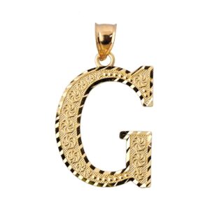 14k yellow gold initial letter g charm pendant, 0.7"