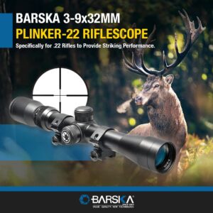 Barska AC13754 Plinker22 Scope 3-9x32 30/30 Crosshair Reticle with Rings for Hunting & Targeting