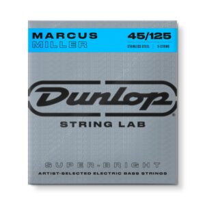 dunlop dbmms45125 marcus miller super bright bass strings, medium 5-string, .045–.125, 5 strings/set