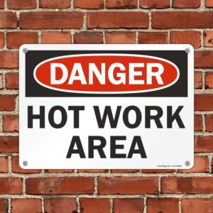 SmartSign-S-9896-PL-14 "Danger - Hot Work Area" Sign | 10" x 14" Plastic