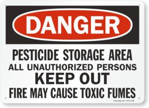 smartsign "danger - pesticide storage area, unauthorized persons keep out" sign | 10" x 14" plastic