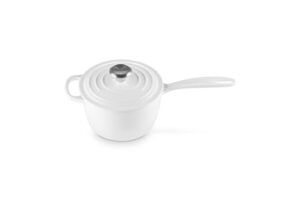 le creuset enameled cast iron signature saucepan, 1.75 qt., white