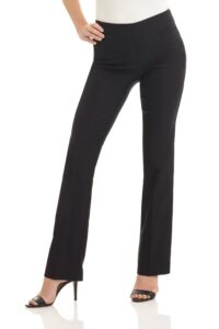 rekucci womens ease into comfort bootcut pant (14 short, black)