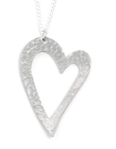 10th wedding anniversary - large open tin heart pendant