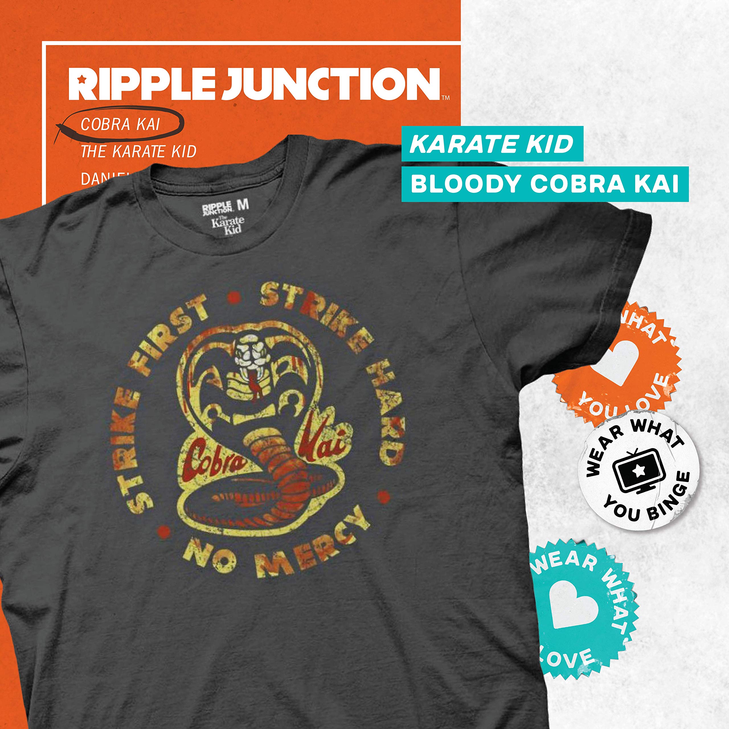 Ripple Junction Karate Kid Men's T-Shirt X-Large Charcoal Strike First Logo Officially Licensed