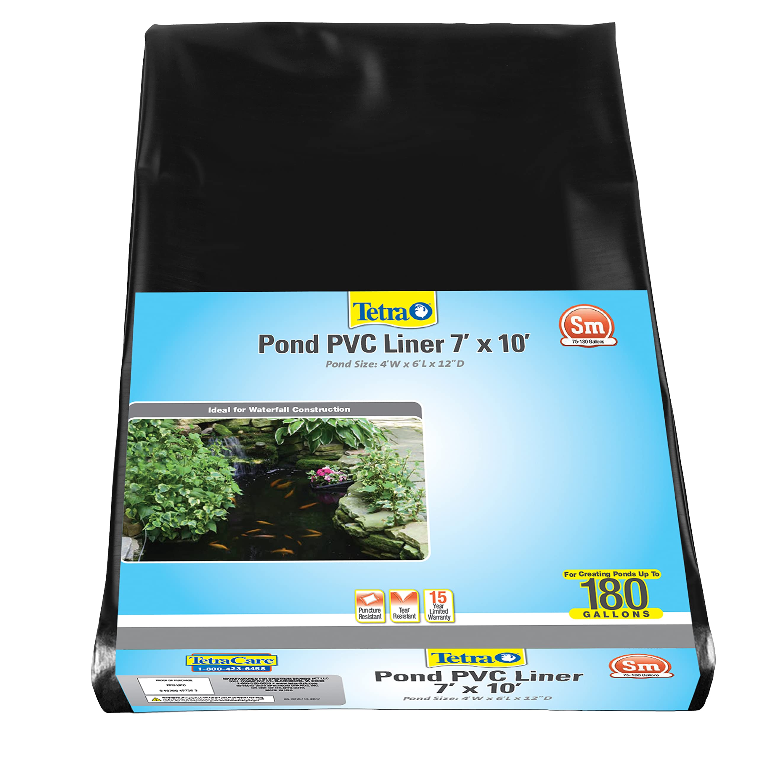 TetraPond Pond PVC Liner, For Ponds Up to 250 Gallons, 7' x 10'