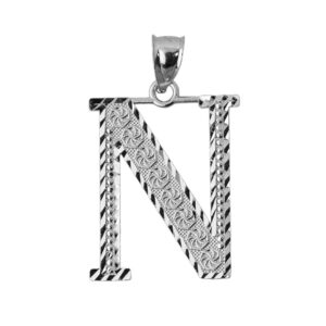 925 sterling silver initial letter n charm pendant, 0.7"