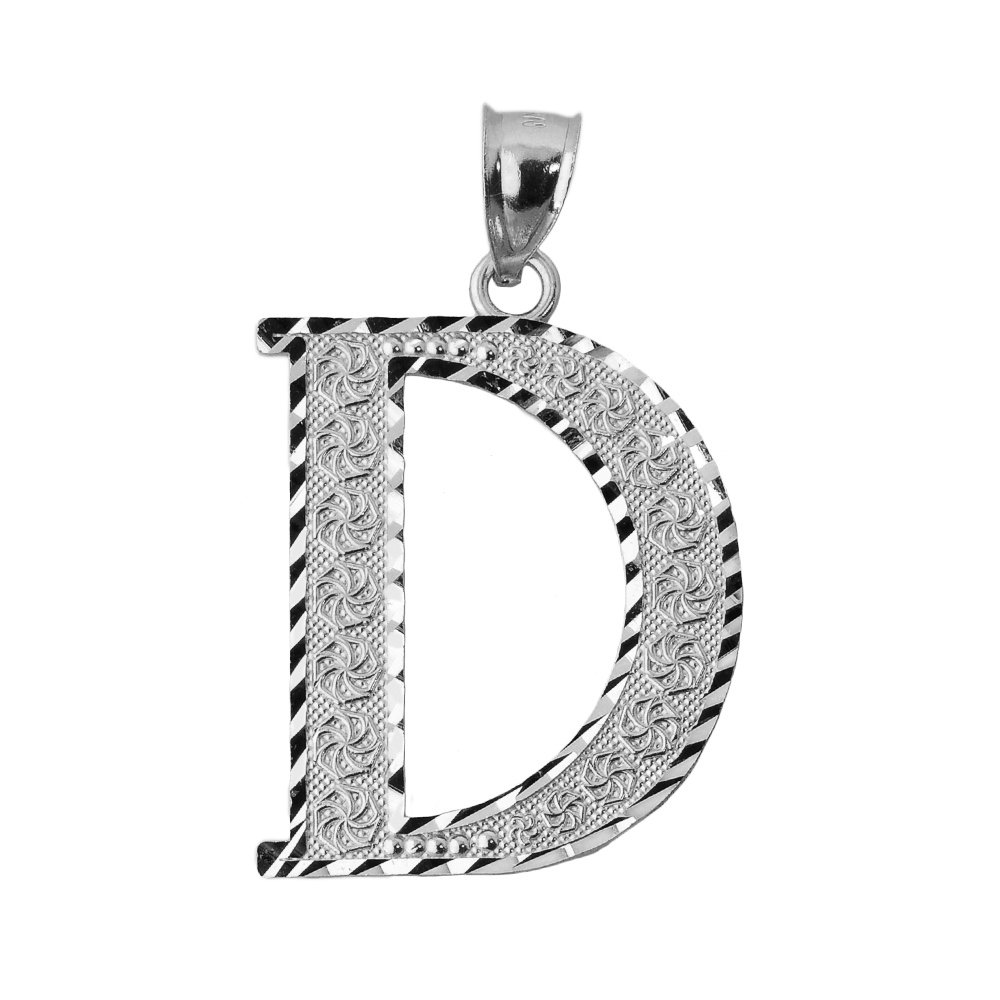 925 Sterling Silver Initial Letter D Charm Pendant, 0.7"