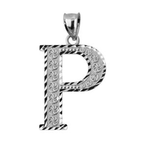 925 sterling silver initial letter p charm pendant, 0.7"