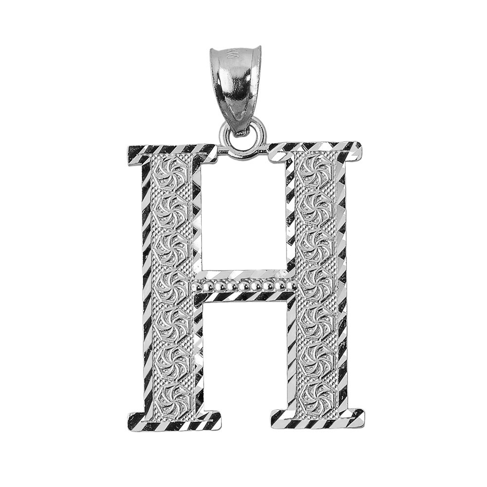 925 Sterling Silver Initial Letter H Charm Pendant, 0.7"