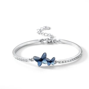 t400 bracelets for women blue butterfly crystal bangle bracelet ajustable jewelry birthday gift for her