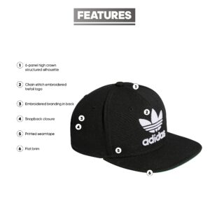 adidas Originals Men's Trefoil Chain Flatbrim Snapback Cap, Black/White, One Size