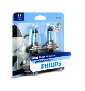 philips h7 crystalvision ultra upgraded bright white headlight bulb, 2 pack