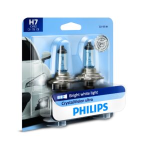 Philips H7 CrystalVision Ultra Upgraded Bright White Headlight Bulb, 2 Pack