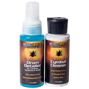 musicnomad mn117 cymbal cleaner & drum detailer pack, 2 oz