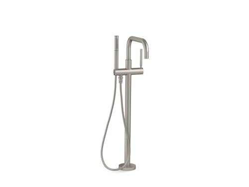 KOHLER K-T97328-4-BN Purist Floor-Mount Bath Filler with Handshower, Brushed Nickel,37.00 x 7.93 x 12.06 inches