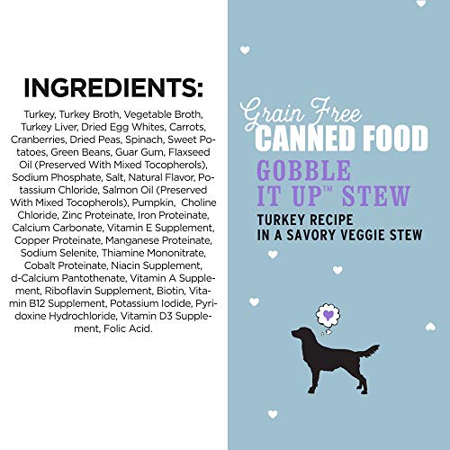 I AND LOVE AND YOU Wet Dog Food - Gobble It Up Stew - Turkey Recipe, Grain Free, Filler Free 13oz can, 12pk