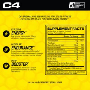 C4 Original Pre Workout Powder Fruit Punch - Vitamin C for Immune Support - Sugar Free Preworkout Energy for Men & Women - 150mg Caffeine + Beta Alanine + Creatine - 60 Servings