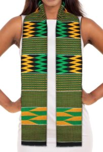 advansync traditional double weave premium handwoven kente cloth (green)