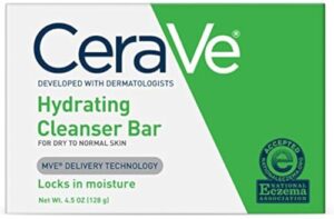 cerave hydrating cleanser bar - soap-free body and facial cleanser with 5% cerave moisturizing cream - 4.5 ounce bar