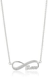 amazon essentials 925 sterling silver aaa cubic zirconia infinity mom pendant necklace, 18", (previously amazon collection)