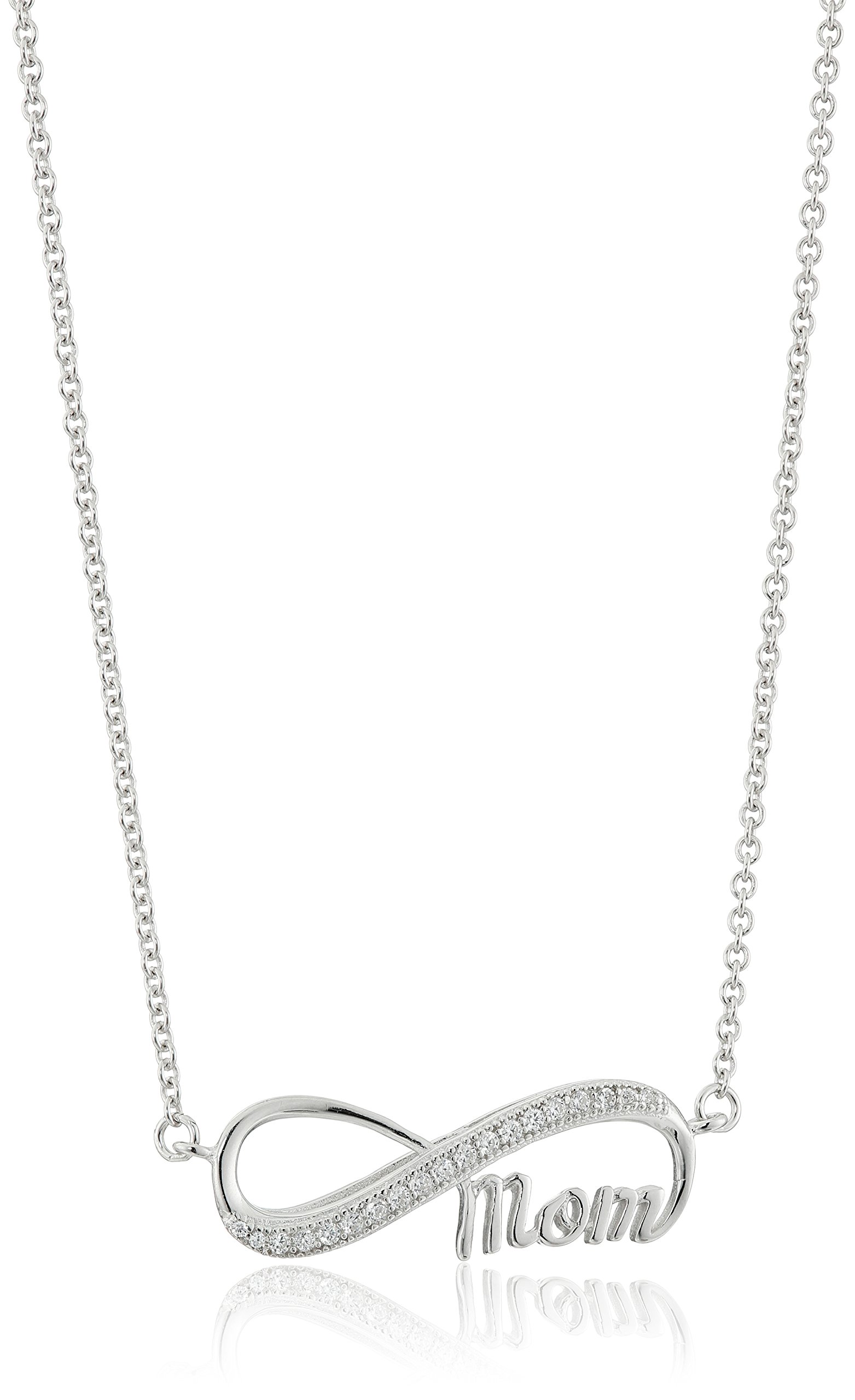 Amazon Essentials 925 Sterling Silver AAA Cubic Zirconia Infinity Mom Pendant Necklace, 18", (previously Amazon Collection)