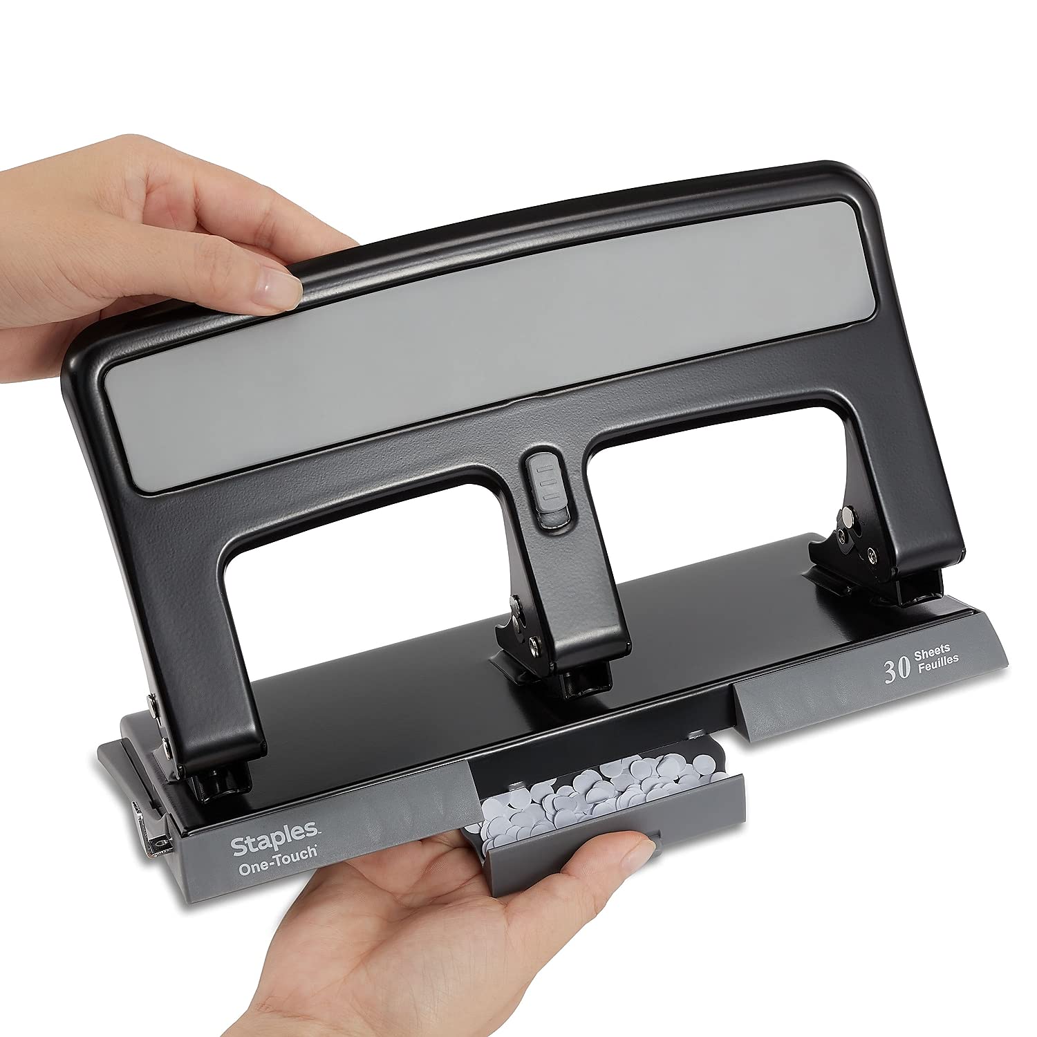 Staples 884279 One-Touch 26614 Heavy-Duty 3-Hole Punch 30-Sheet Capacity Black