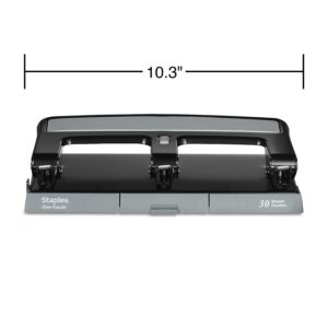 Staples 884279 One-Touch 26614 Heavy-Duty 3-Hole Punch 30-Sheet Capacity Black