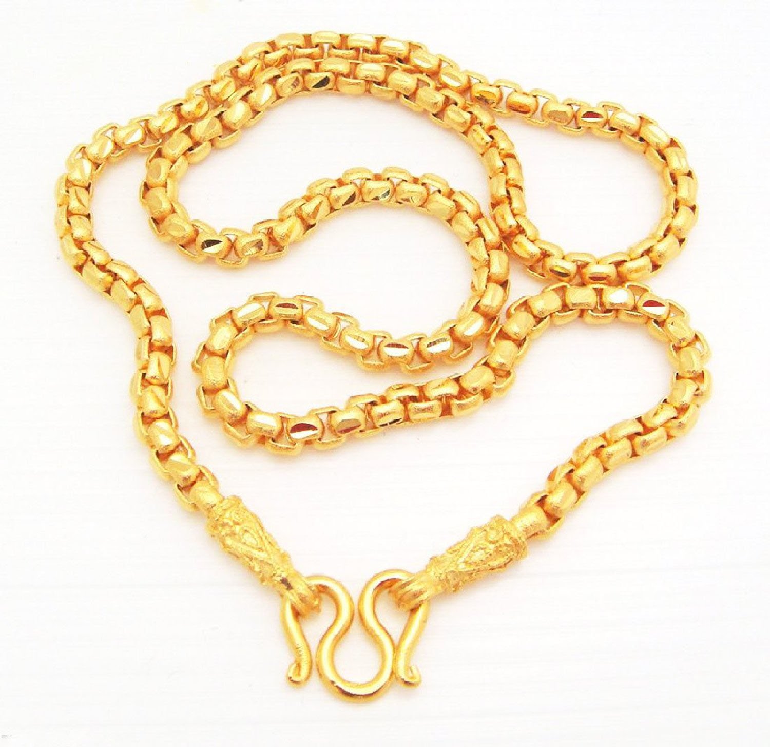 Chain 22K 23K 24K THAI BAHT GOLD GP NECKLACE 24" 50 Grams Jewelry Free Earrings 1 Pair